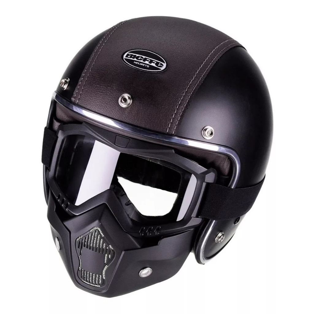 Capacete Custom Aberto Bieffe B45 Retro Old School Cafe Racer Revestido ...