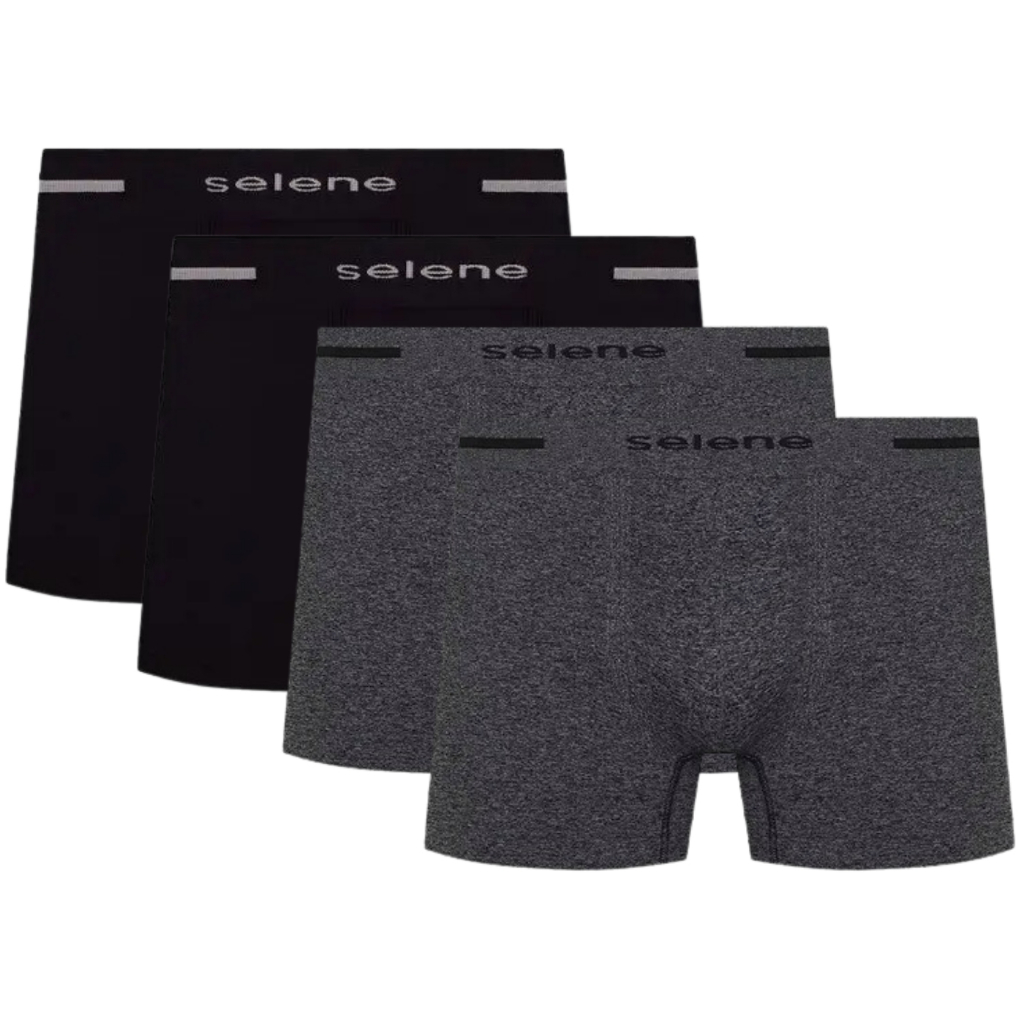 Kit 4X Cueca Boxer Box Sem Costura Masculina Selene | Shopee Brasil