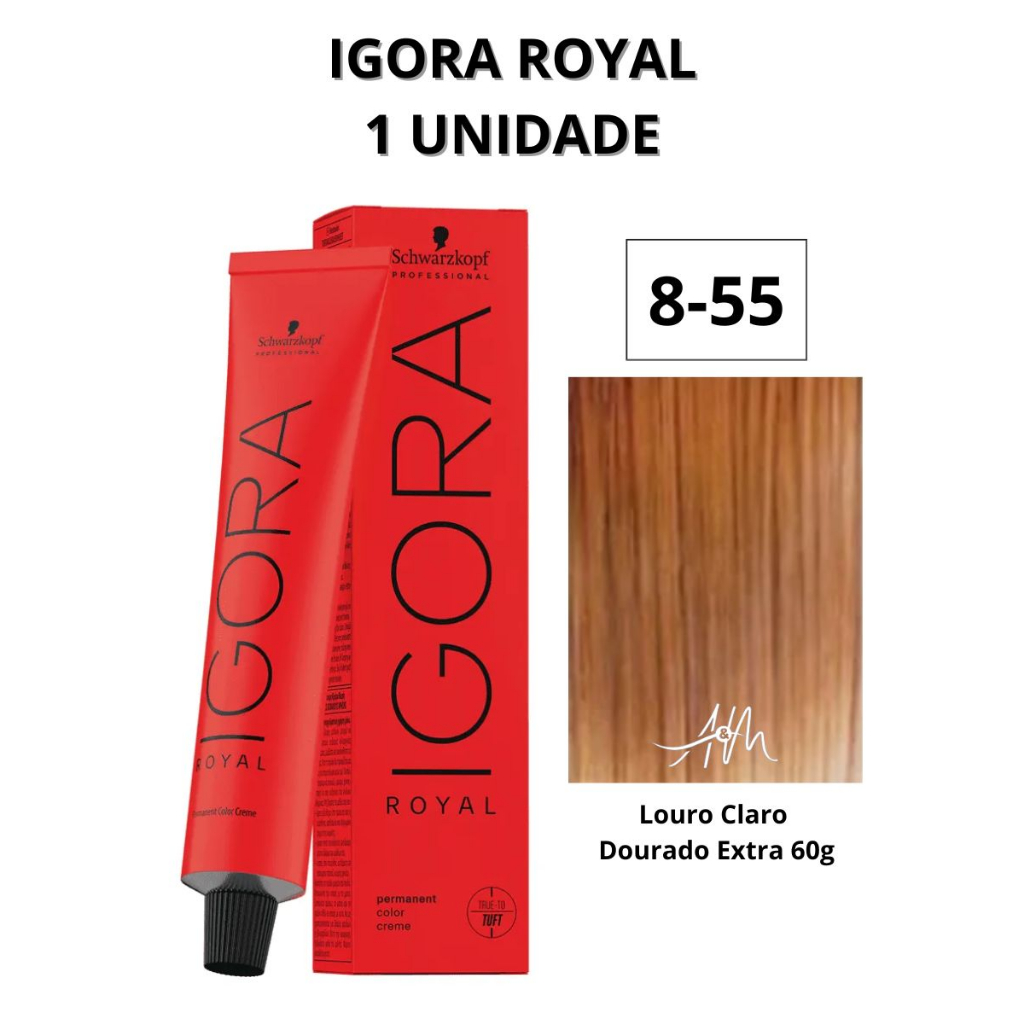 Coloração Igora Royal 8-55 Louro Claro Dourado Extra 60g | Shopee Brasil