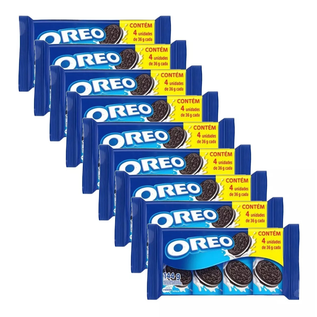 Kit 9 Biscoito Oreo Recheado Sabor Baunilha Original 144g | Shopee Brasil