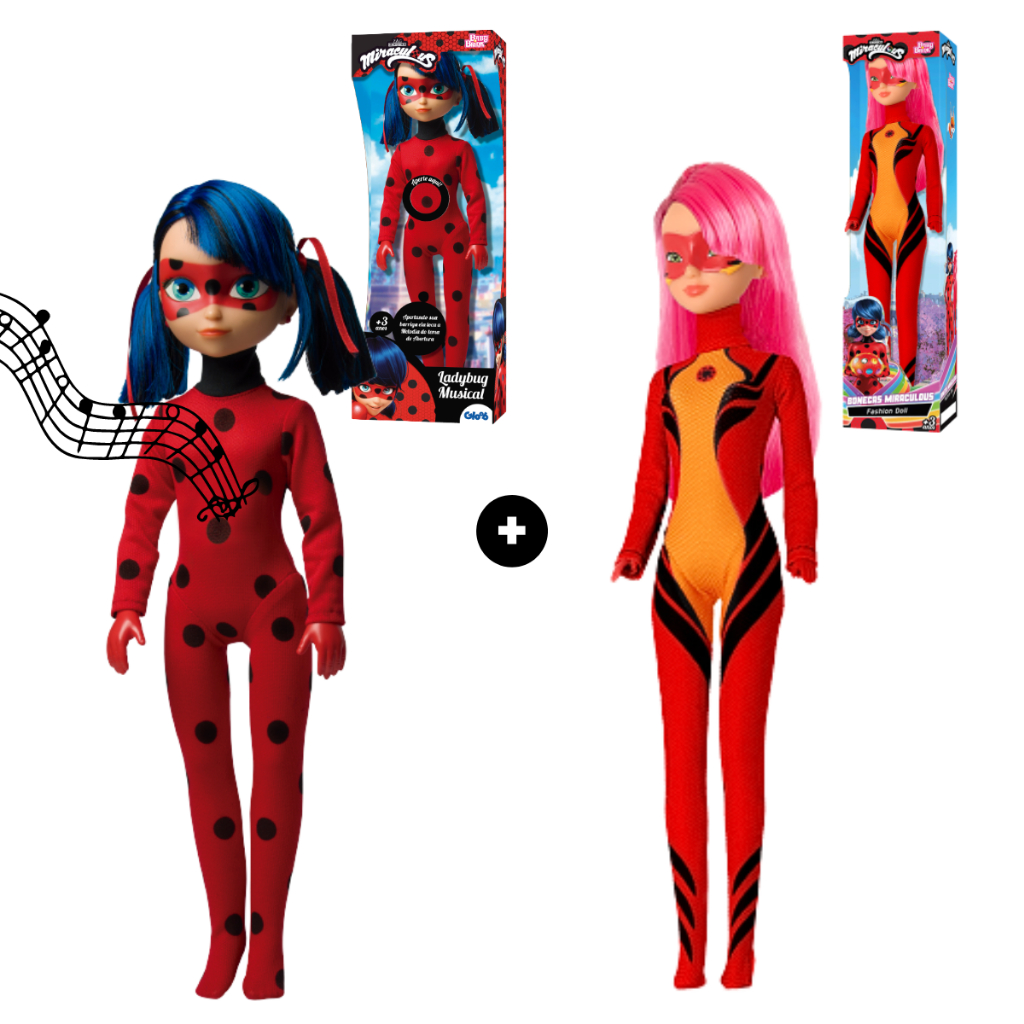 Boneca Ladybug 45cm Musical 45cm E Ladydragon 31cm Infantil Miraculos ...