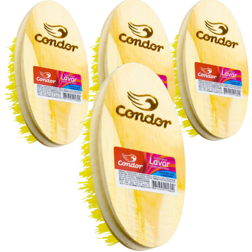 Kit 04 Escova De Lavar Roupas Madeira Oval Lavanderia - Condor ORIGINAL ...