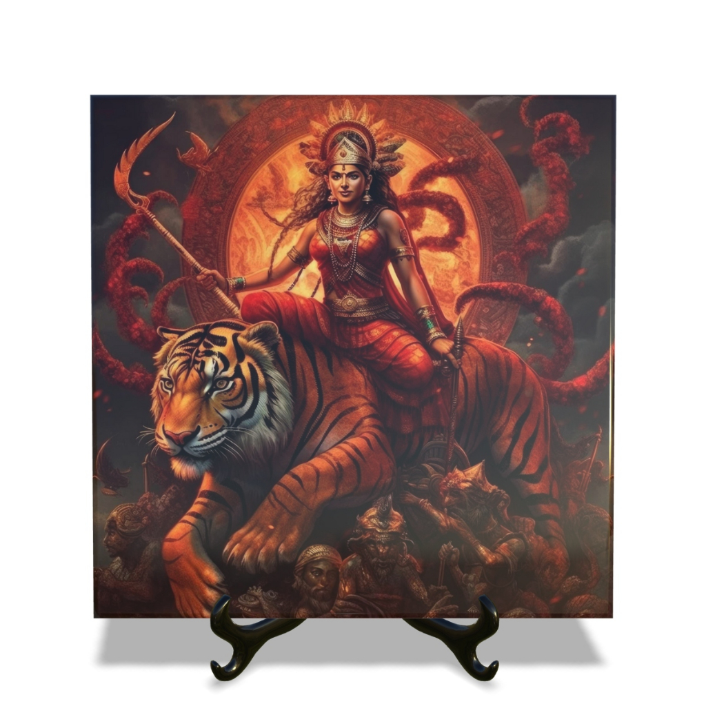 Quadro Azulejo Deusa Durga AA3 vários tamanhos decoração vários ...