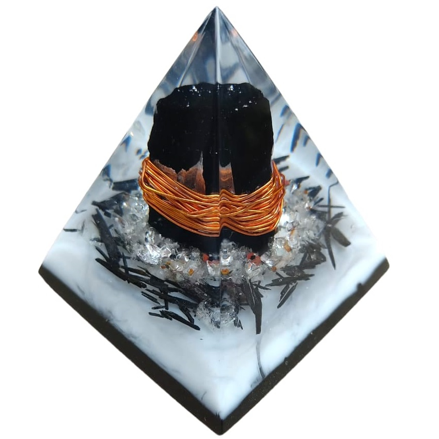 Pirâmide Orgonite Verdadeira Turmalina Negra Proteção Energética Alta ...
