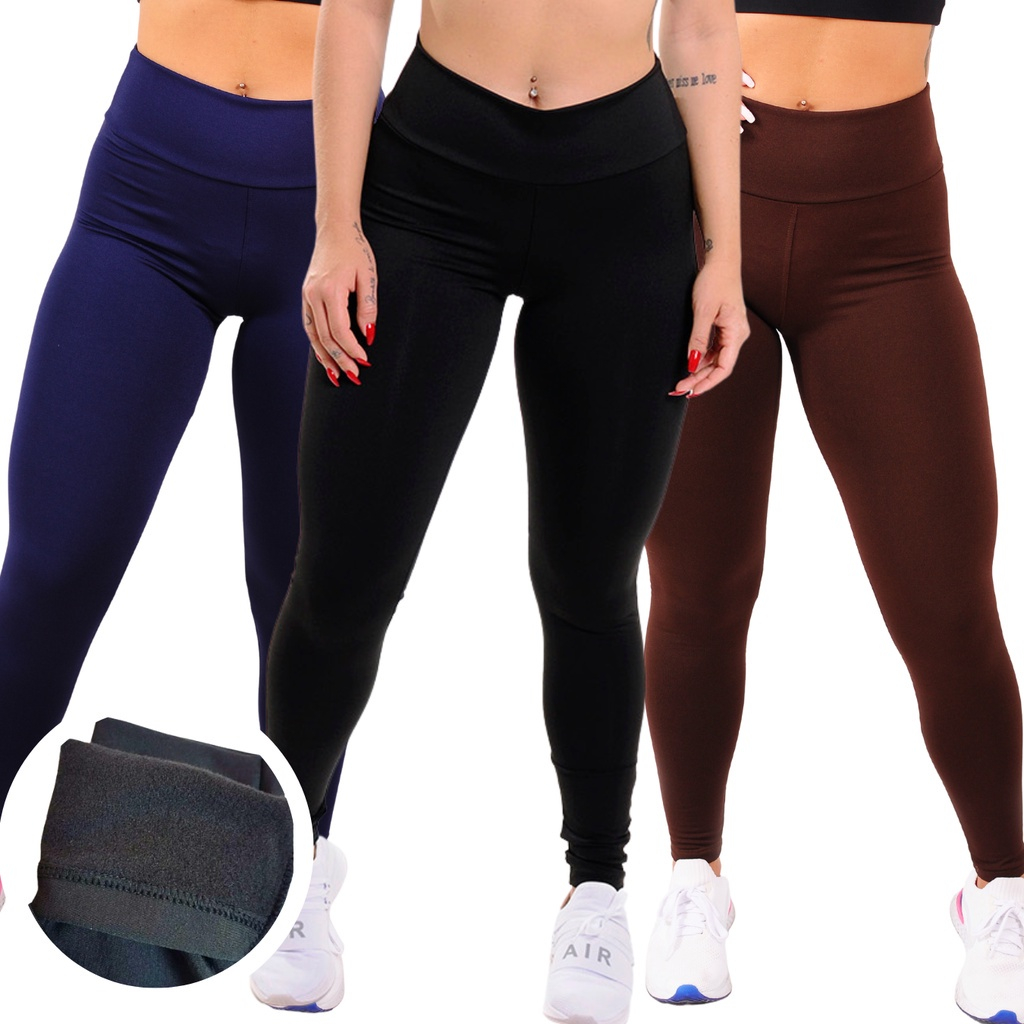 Legging Flanelada Calça Peluciada Por Dentro Costura Reforçada E ...