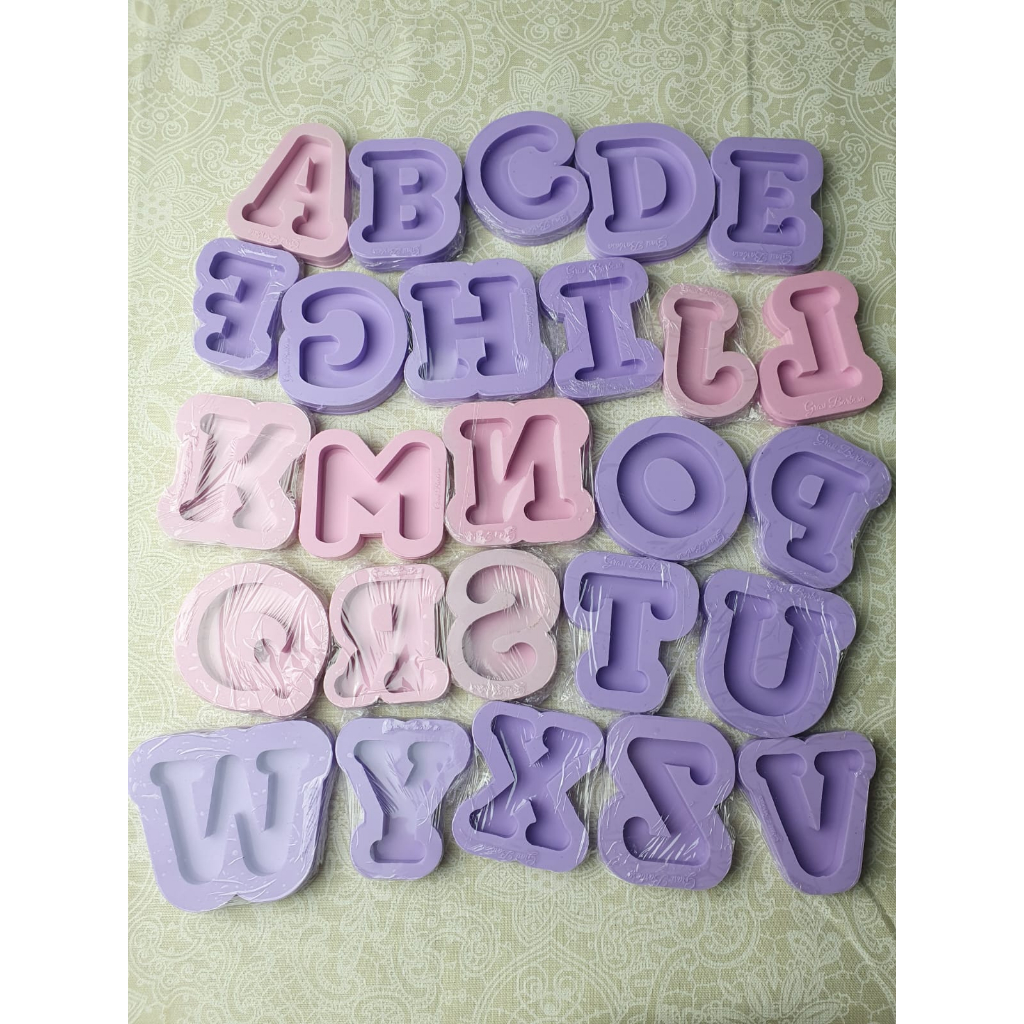 Molde de Silicone para Resina Letras de Alfabeto Padrão Invertido ...