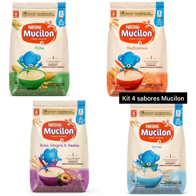 Kit 4 Mucilon sabores 180g cada | Shopee Brasil
