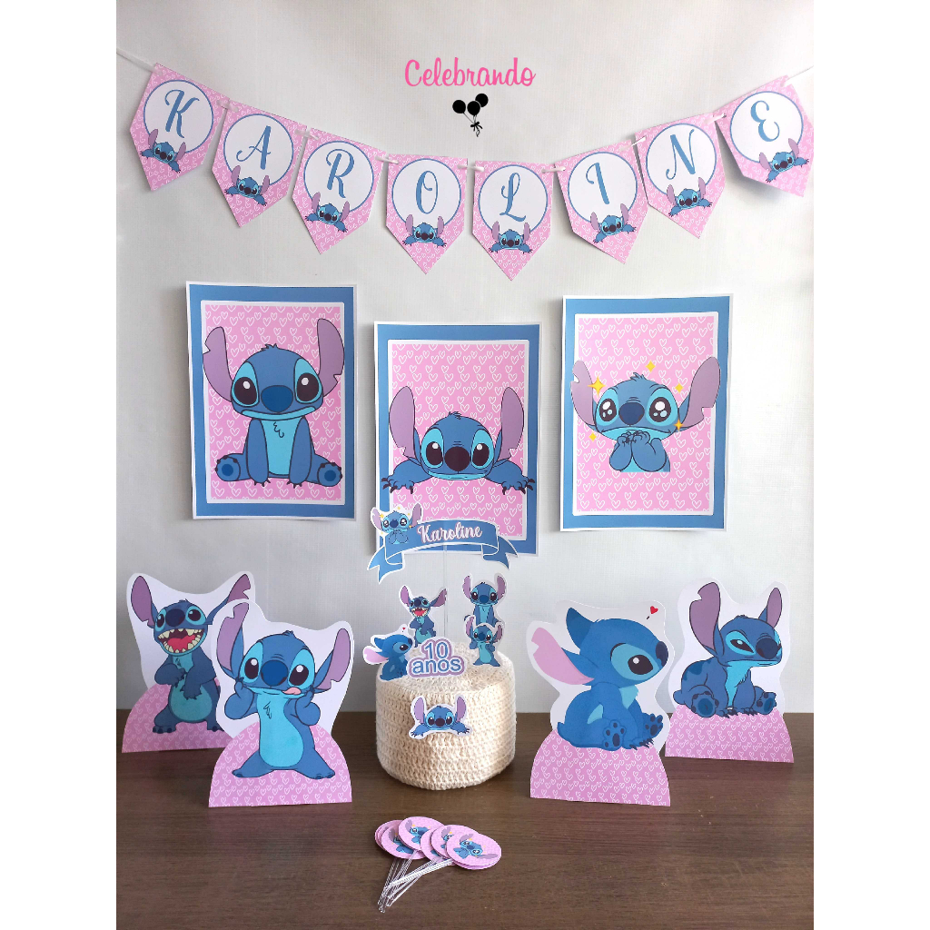 Kit Festa Decoração Stitch Personalizados Lembrancinha | Shopee Brasil