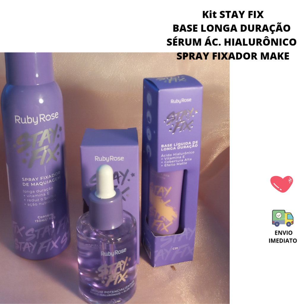 Linha Stay Fix Ruby Rose Spray Fixador De Maquiagem HB-323 Sérum ...