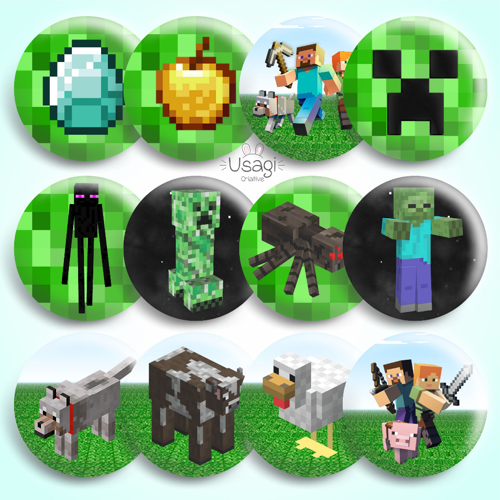 Bottons game gamer jogo Minecraft – broche boton bottom button pin ...