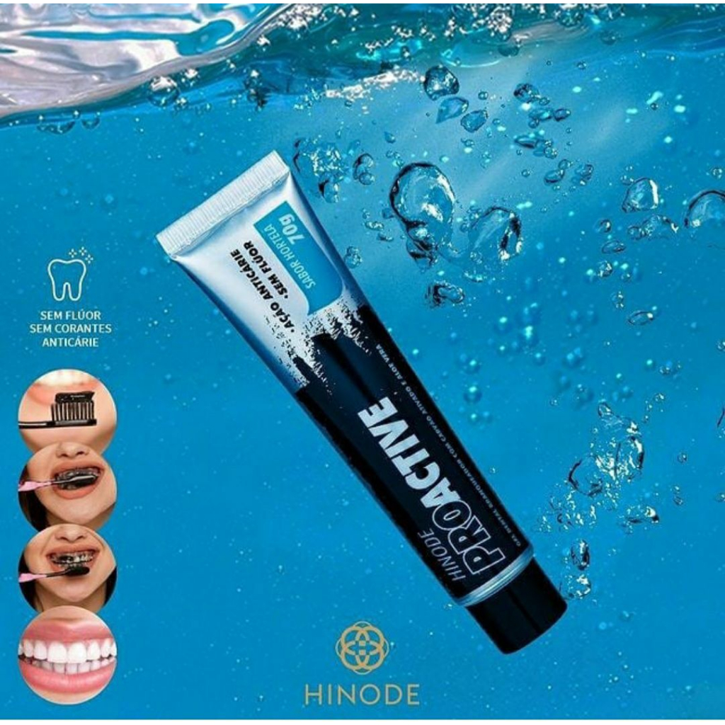 Gel Dental Carvão Ativado + Aloe Vera Proactive da Hinode 70 g ...