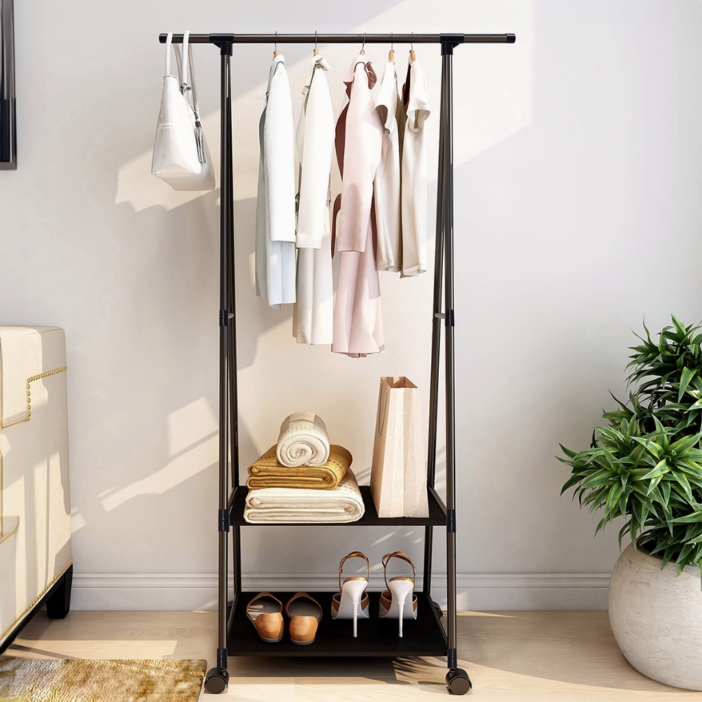 Estante Organizador De Roupas Cabideiro e Multiuso Arara Com Rodinha ...