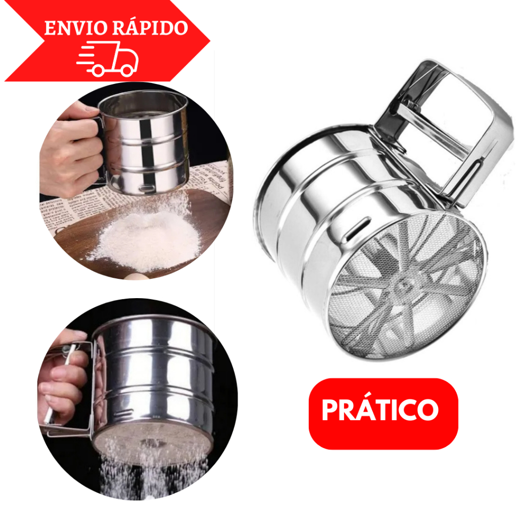 Tapioqueira Polvilhador Peneira Caneca Com Gatilho Manual Aço Inox Para ...