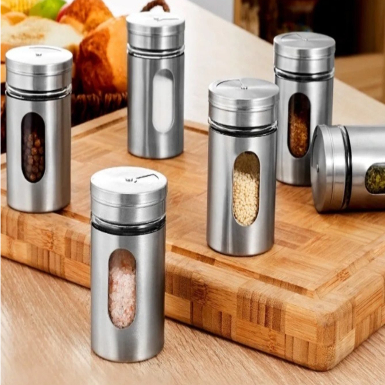 Kit 6 Porta Condimento Para Saleiro Pimenteiro Temperos Aço Inox Peso ...