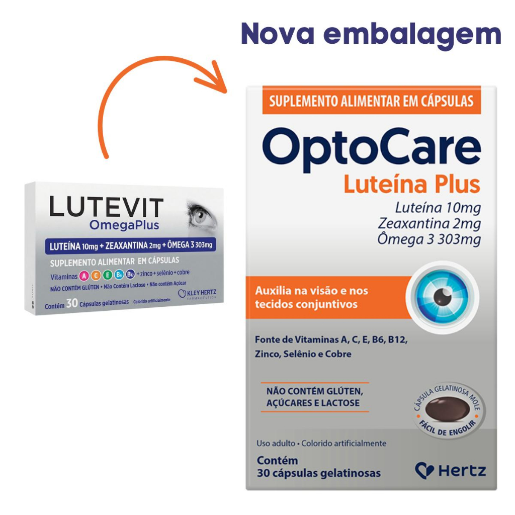 Lutevit Opto Care Plus Suplemento Alimentar Luteína Zaxantina e Ômega 3 ...