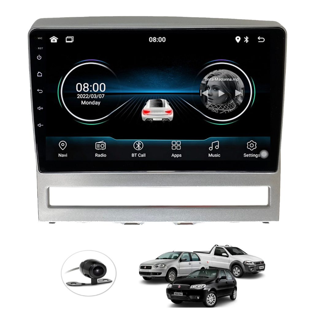 Kit Central Multimidia 9 Polegadas Android Fiat Palio Siena Strada Idea Prata | Shopee Brasil