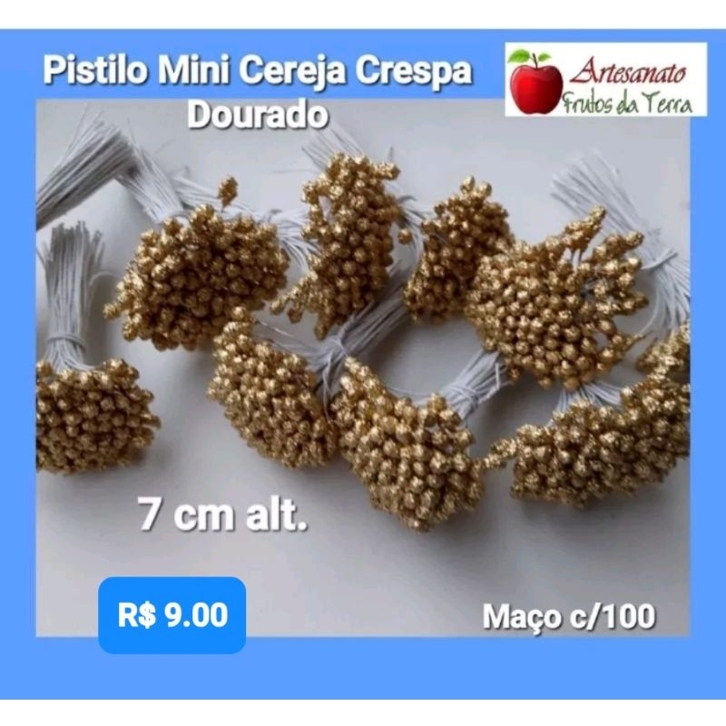 Material Pistilos Mini Cereja Crespa Dourado | Shopee Brasil