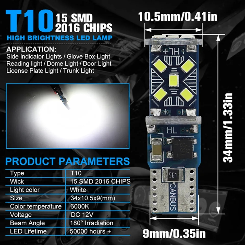 led pingo t10 farolete , vigia , farol lanternas T10 com canceler sem erro no painel - Faz a Boa!