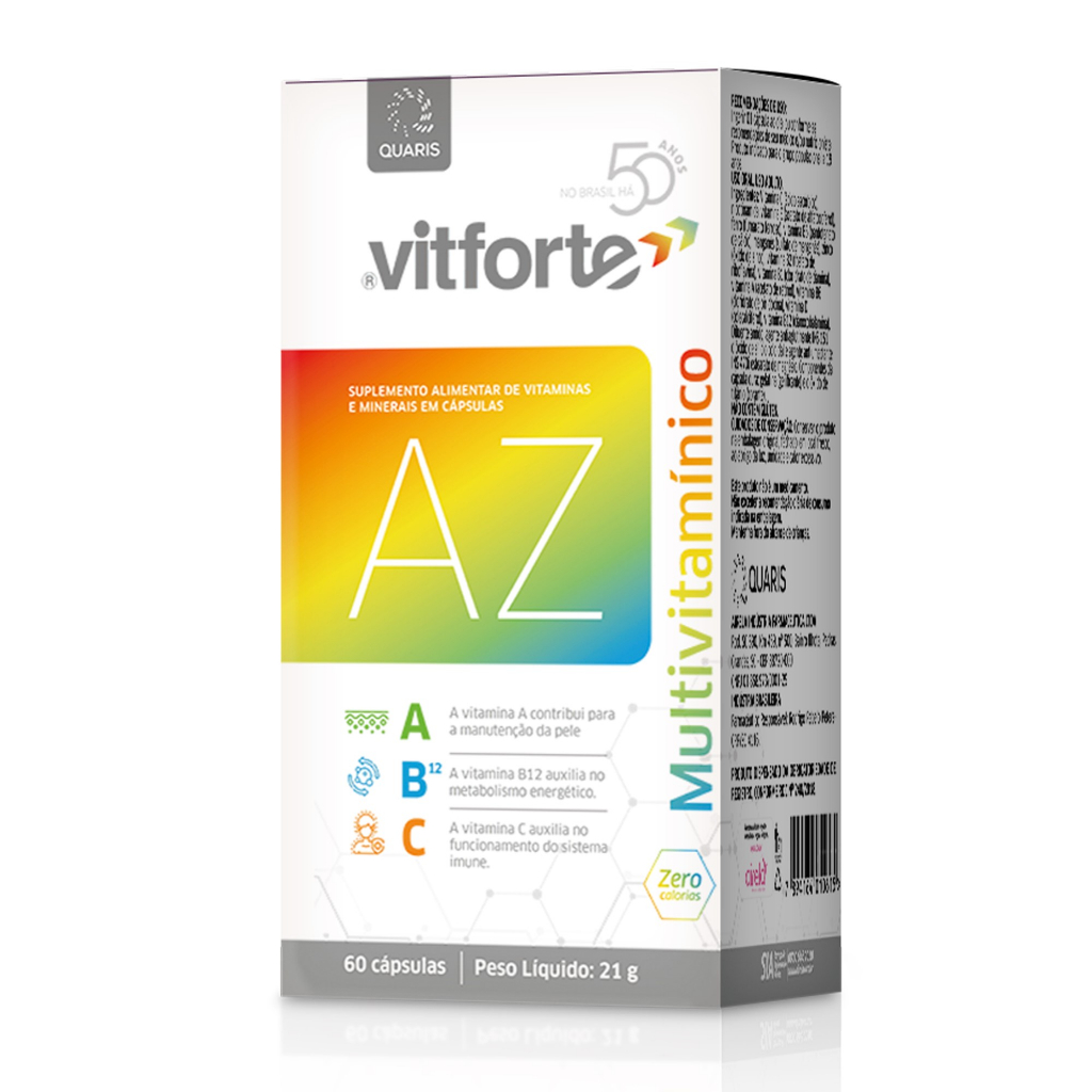 Vitforte Multivitamínico A-Z p/ Saúde Energia Vitalidade 60 Comprimidos ...