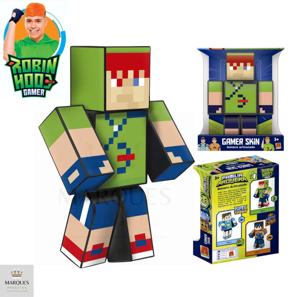 Boneco Robin Hood Gamer Familia Arqueira 25 cm Minecraft Original ...