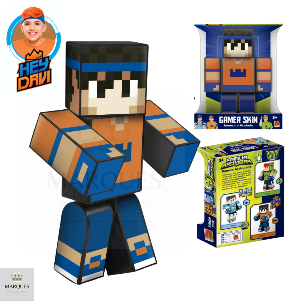 Boneco Hey Davi Gamer Minecraft 25 cm Familia Arqueira Original ...