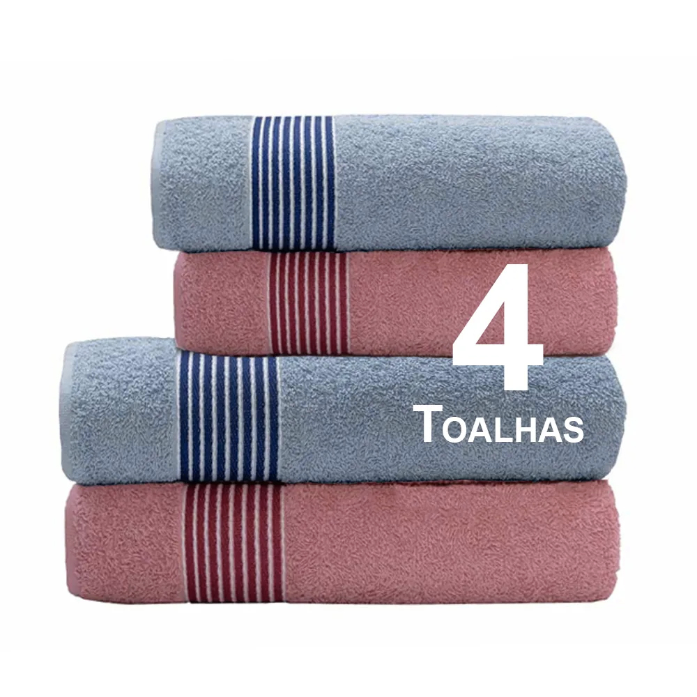 Kit Jogo De Toalhas Banho E Rosto 4pcs Duo Algodao Cores Camesa ...