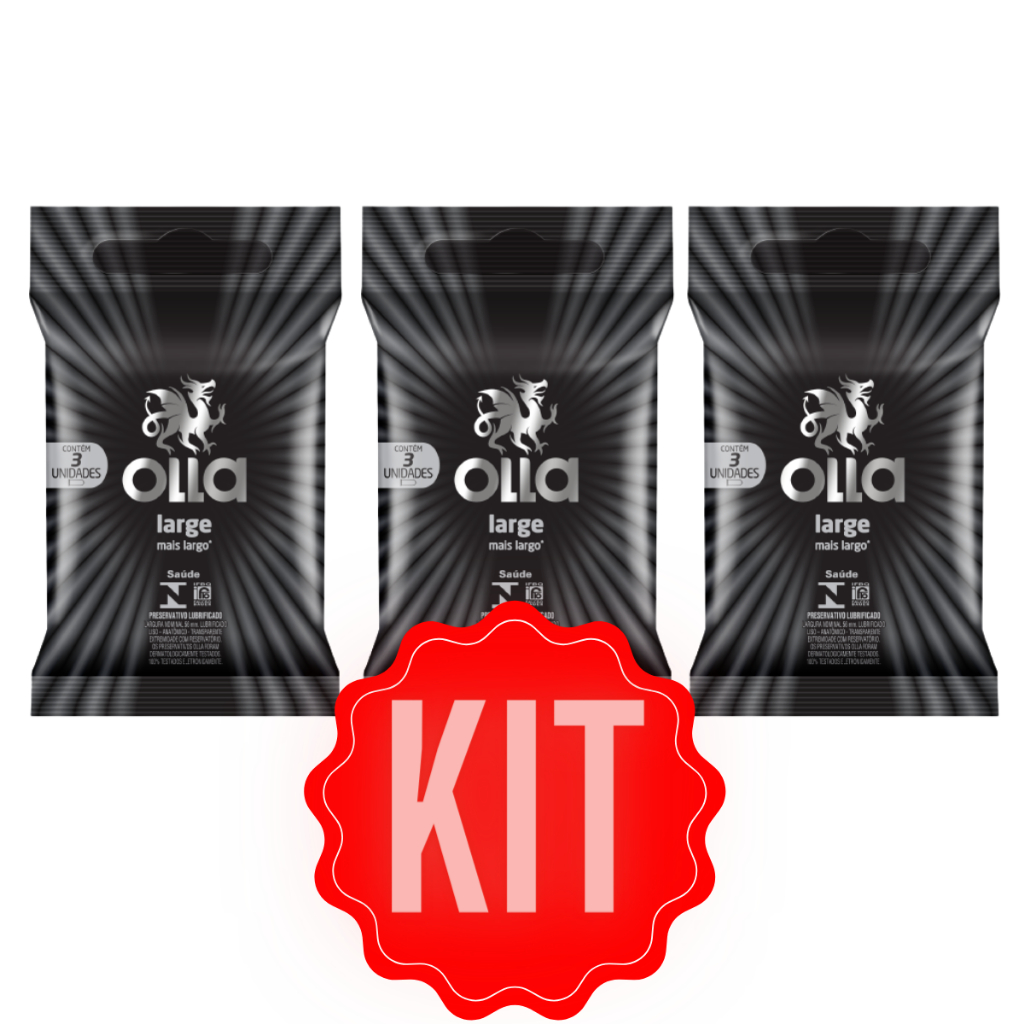 KIT 3 PACOTES DE PRESERVATIVO OLLA LARGE COM 3 CAMISINHA 56MM | Shopee ...