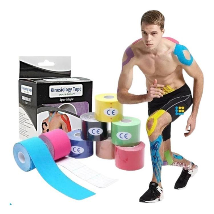 Fita Tape Fisioterapia para Dor Muscular Bandagem Esportiva Elástica Adesiva Kinesio Rolo de 5cm ...