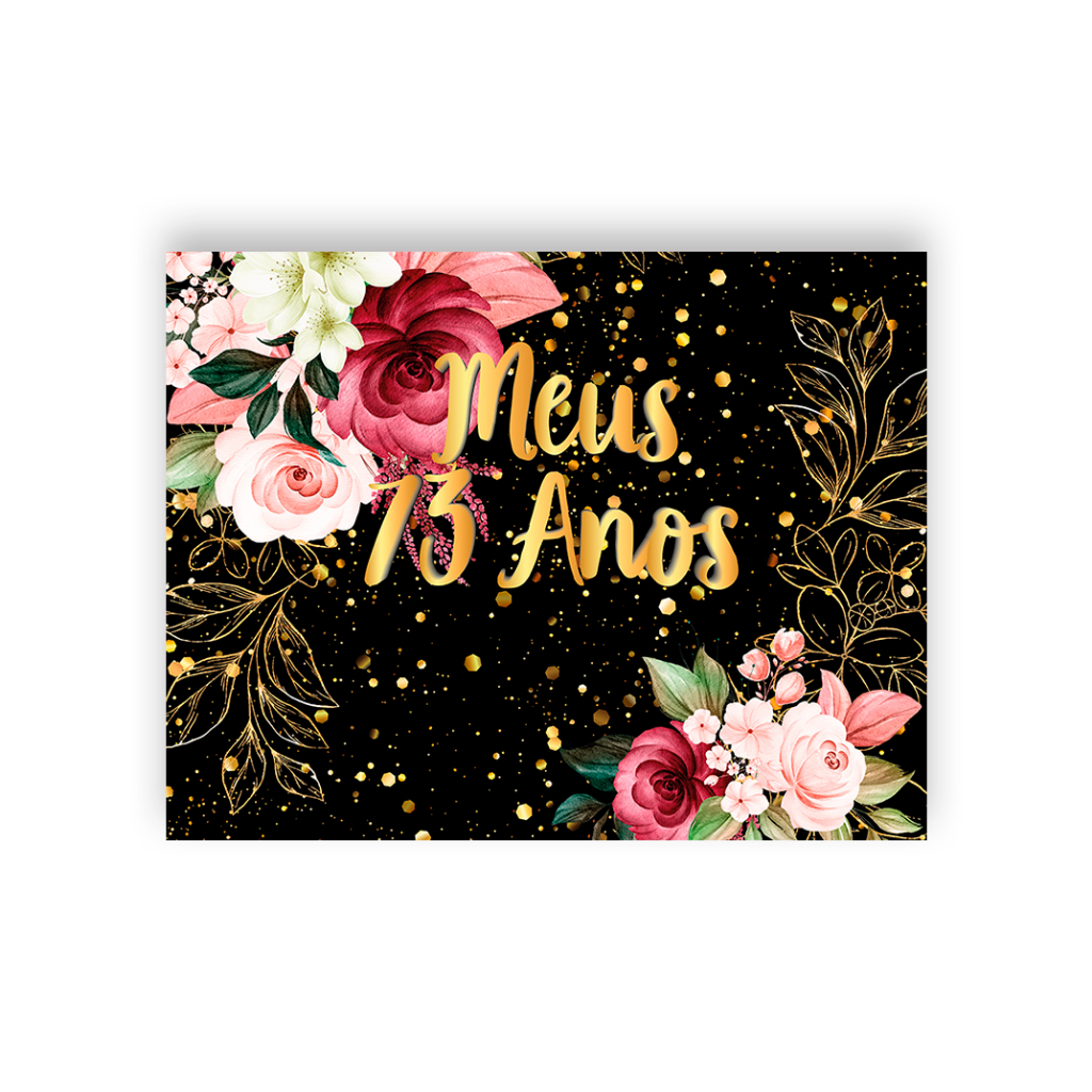 Painel de Festa Horizontal 1,55 X 1,20 - Meus 73 Anos Floral 050 ...