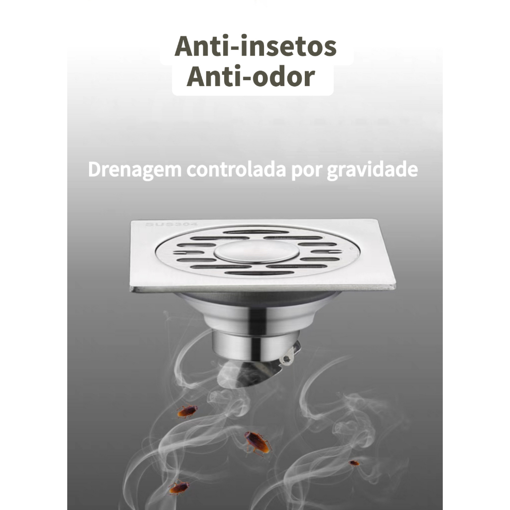 Ralo Inox Grelha Quadrado 10x10cm 2MM Espessura Anti Inseto Anti Odores ...