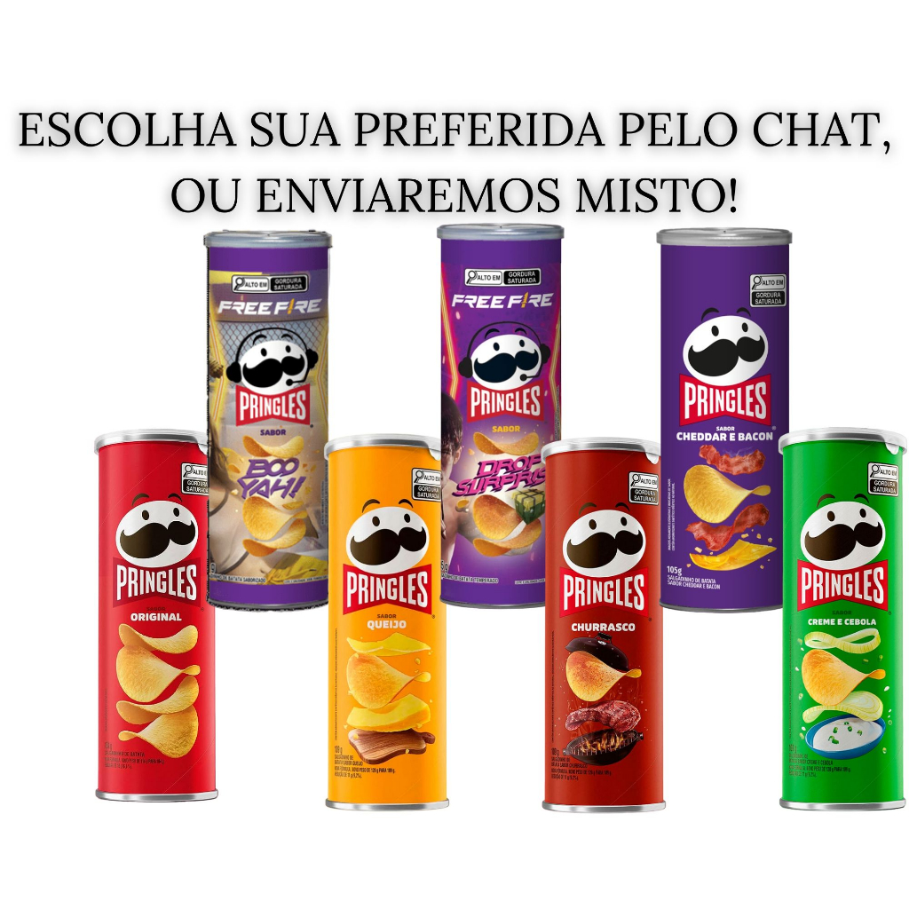 Kit com 18 Batata Pringles Original/ Churrasco/ Queijo/creme E Cebola ...