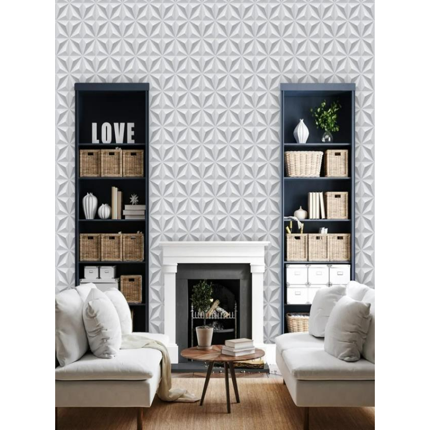 Papel de Parede 3D 5 METROS X 45CM Auto Adesivo Auto Colante Branco ...