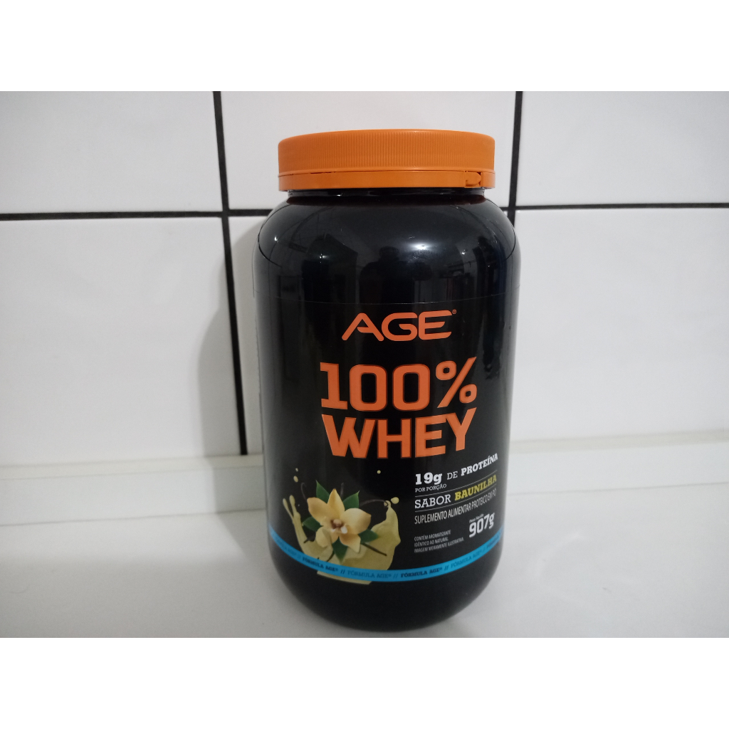 100% Whey protein concentrado Age - 907g baunilha val. 2025 | Shopee Brasil