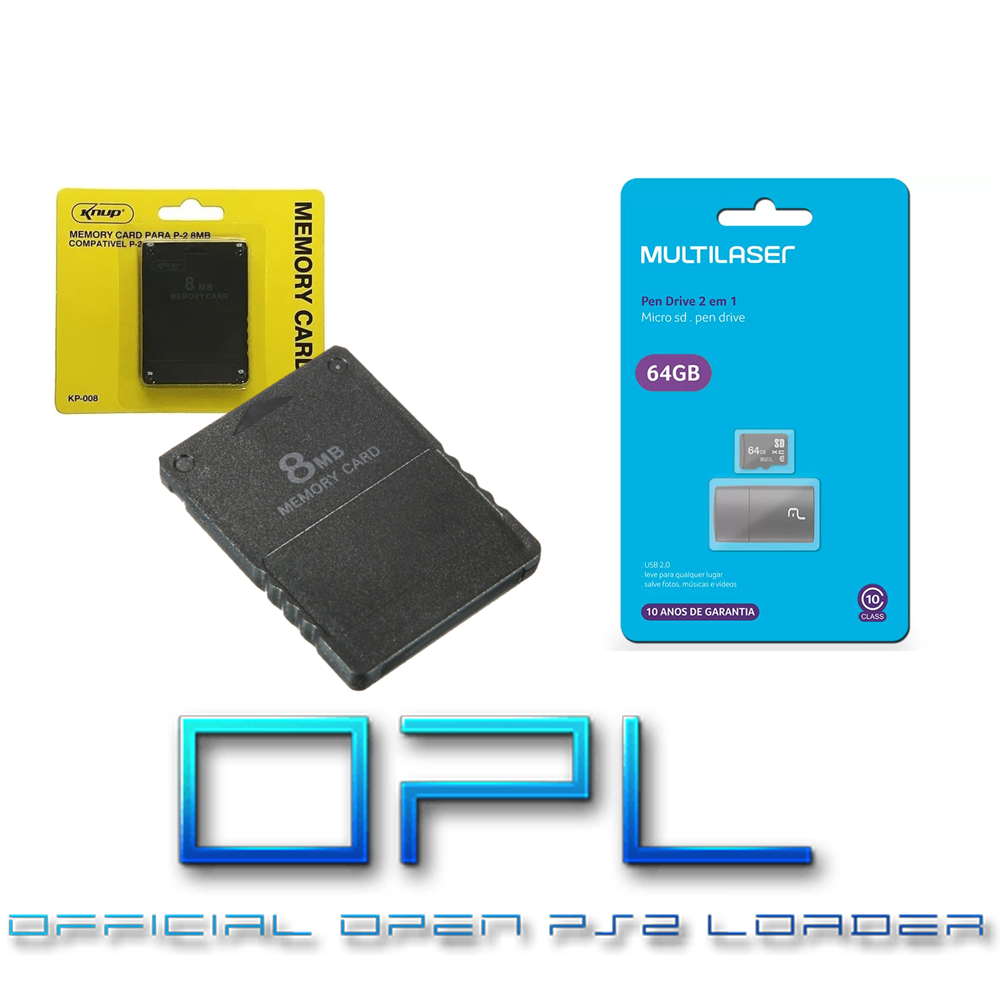 KIT OPL MEMORY CARD 8MB + PENDRIVE 64GB JOGOS A SUA ESCOLHA | Shopee Brasil