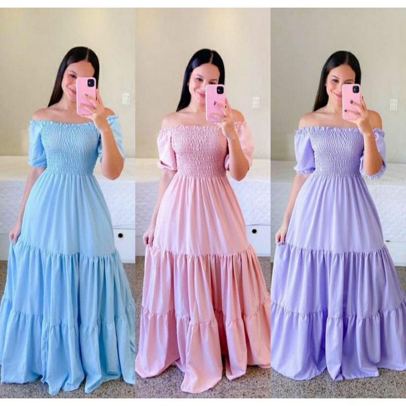 Vestido Longo Manga Bufante em Oferta | Shopee 2026