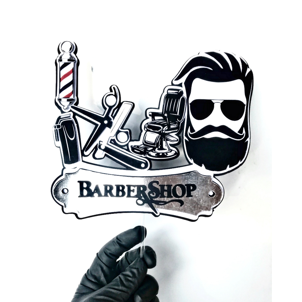 TOPO DE BOLO BARBEIRO TOPPER BARBERSHOP 3D EM CAMADAS | Shopee Brasil