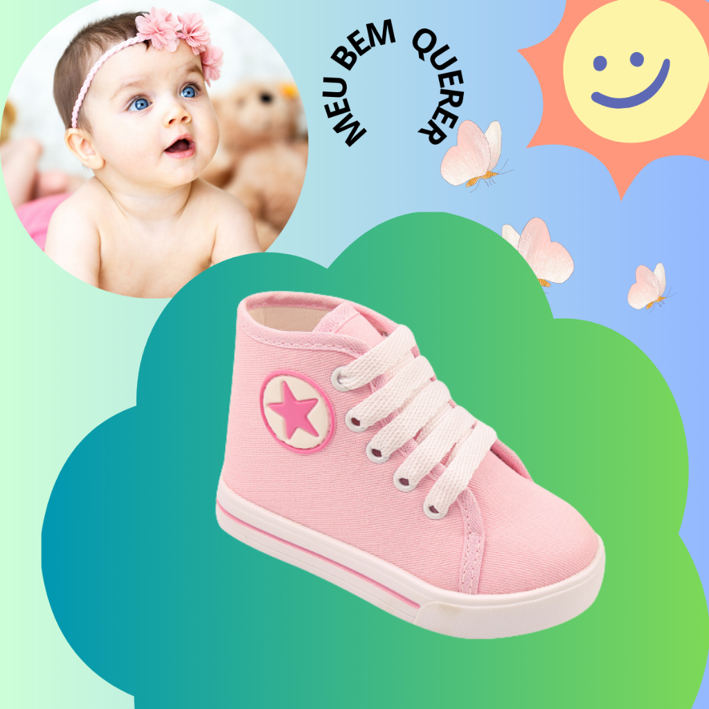 Tênis para Bebe Star Cano Alto Estrela Moda Infantil Menina e Menino | Shopee Brasil