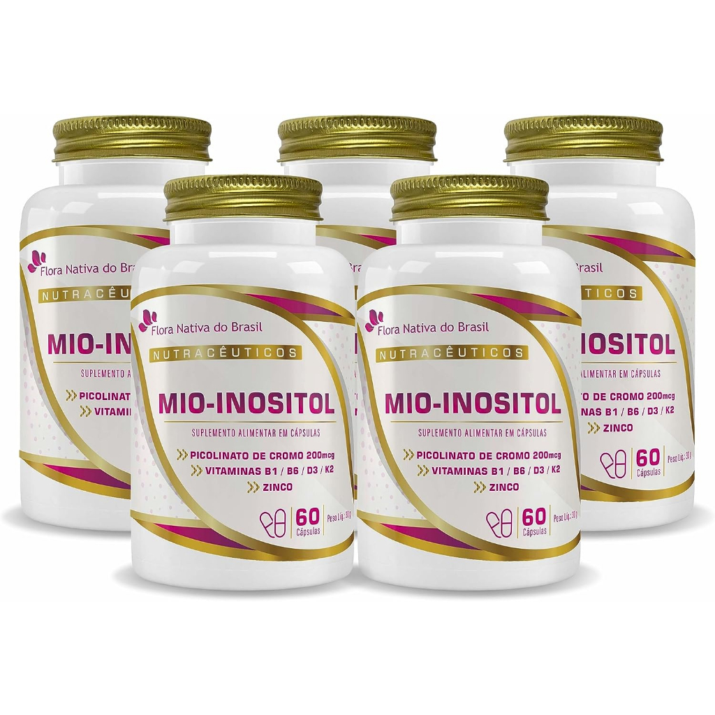 Kit 05 Mio-Inositol + Associações 500 mg 60 capsulas Flora Nativa do ...