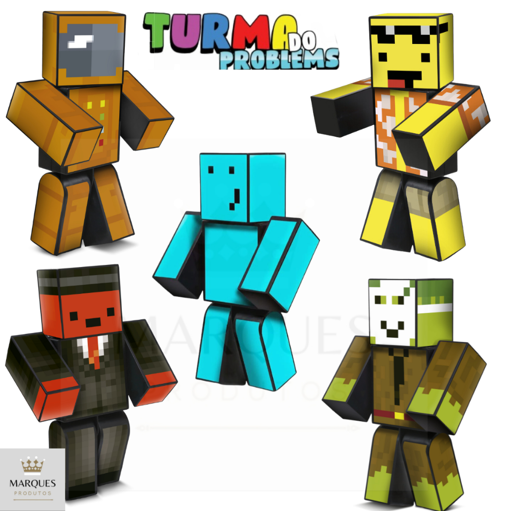 Boneco Problems + Stick + Kadu + Zoom + Mel 25 cm Minecraft Originais ...
