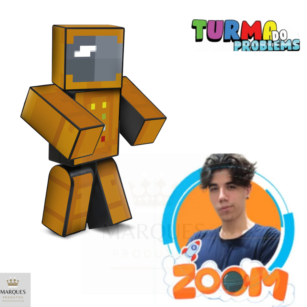Boneco Zoom 25 cm Minecraft Turma do Problems Algazarra Originais ...