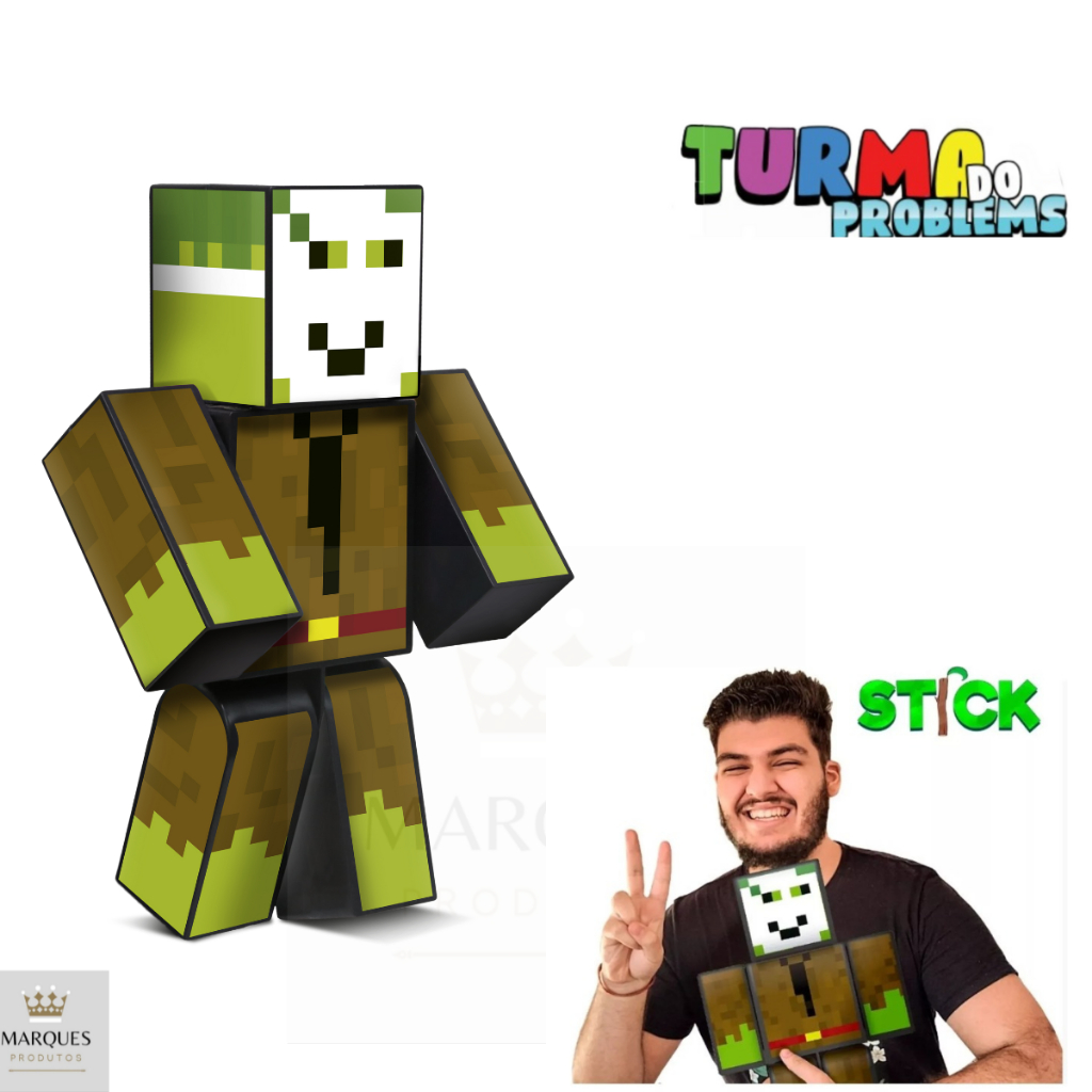 Boneco Stick Minecraft 25 cm Turma do Problems Algazarra Original ...