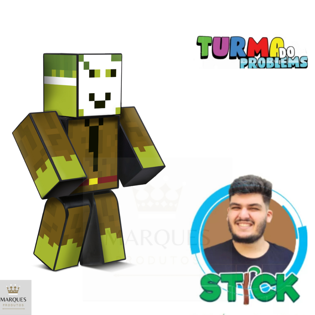 Boneco Stick Minecraft 35 cm Turma do Problems Algazarra Original ...