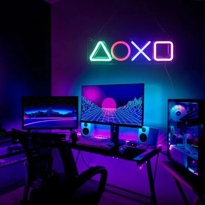 Painel Led Neon Gamer Playstation Linda Decoração Quartos E Sala ...