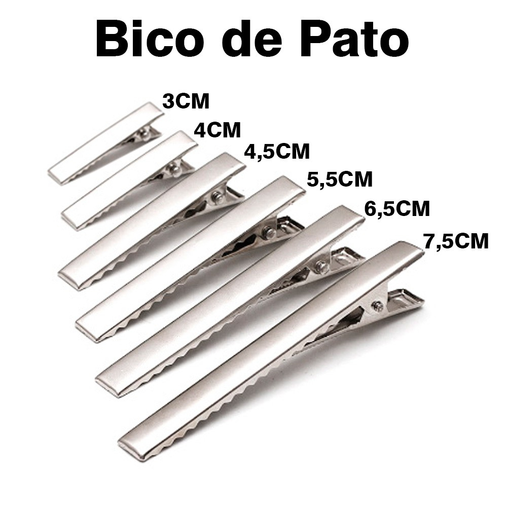 Bico de Pato Presilhas Jacaré de Metal com 50 unididades de 7,5cm / 6 ...
