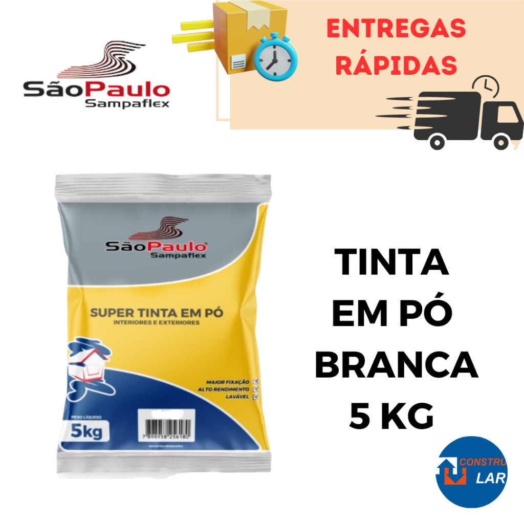 Tinta em Pó Para Parede 5 Kg Sampaflex - BRANCA | Shopee Brasil