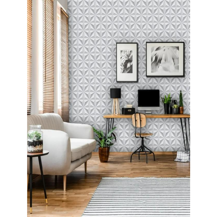 Papel de Parede 3D 5 METROS X 45CM Auto Adesivo Auto Colante Branco ...