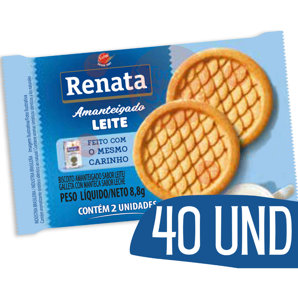 Bolacha Biscoito Leite Amanteigado em Sache Individual Renata - 40 und ...