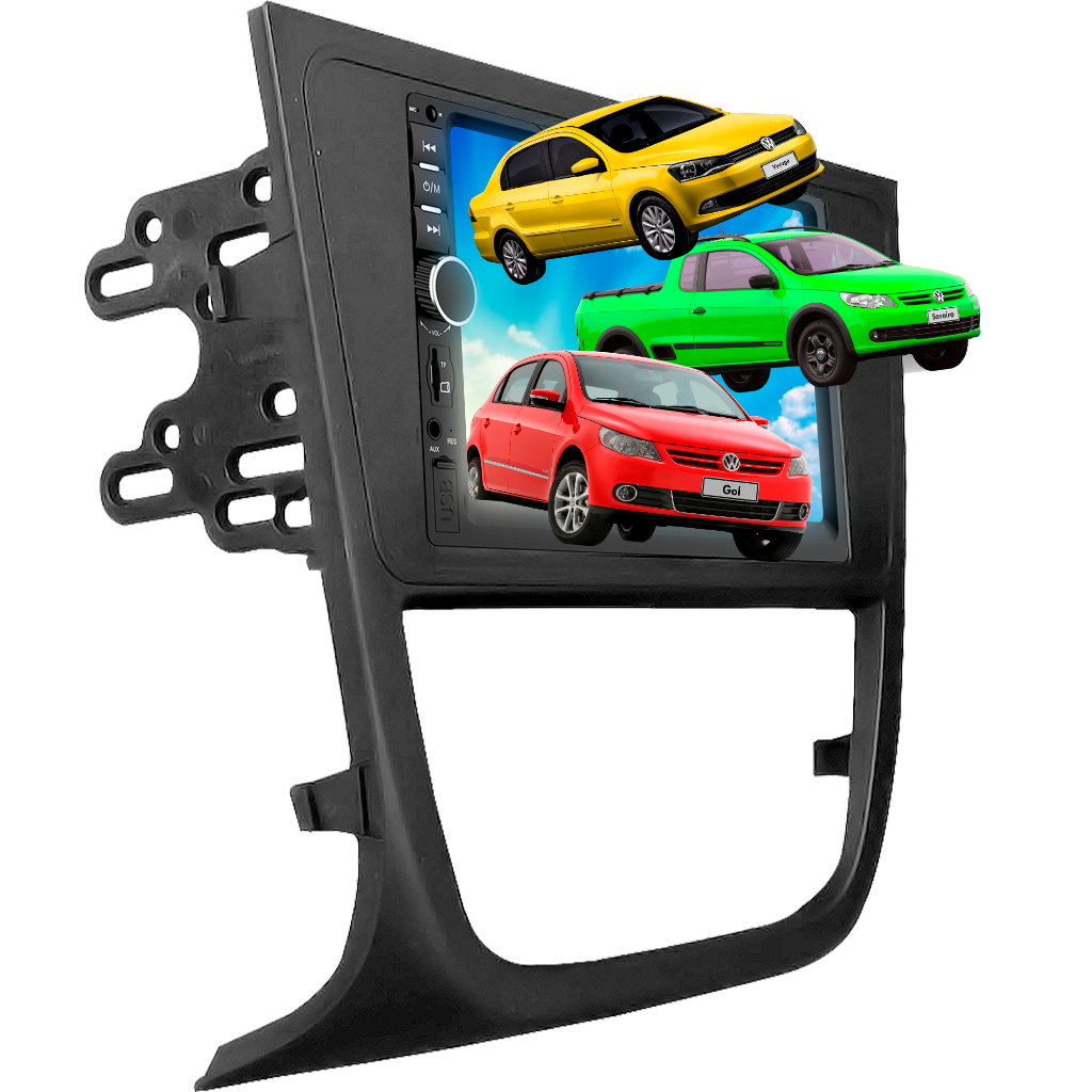 Central Multimídia Gol Voyage Saveiro G5 Touch Bluetooth USB SD Aux Espelha Android e IOS ...