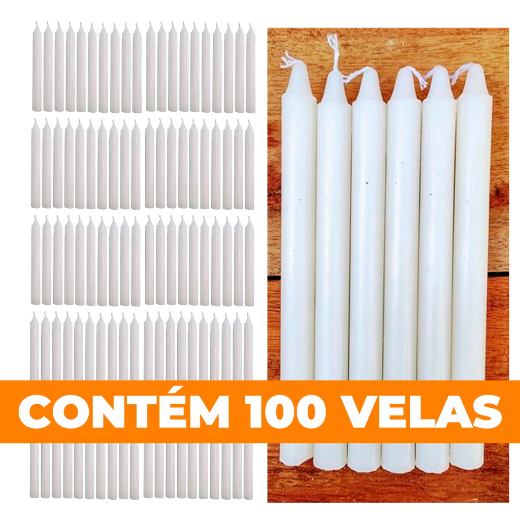 100 Velas Comum Branca 5f São Domingos | Shopee Brasil