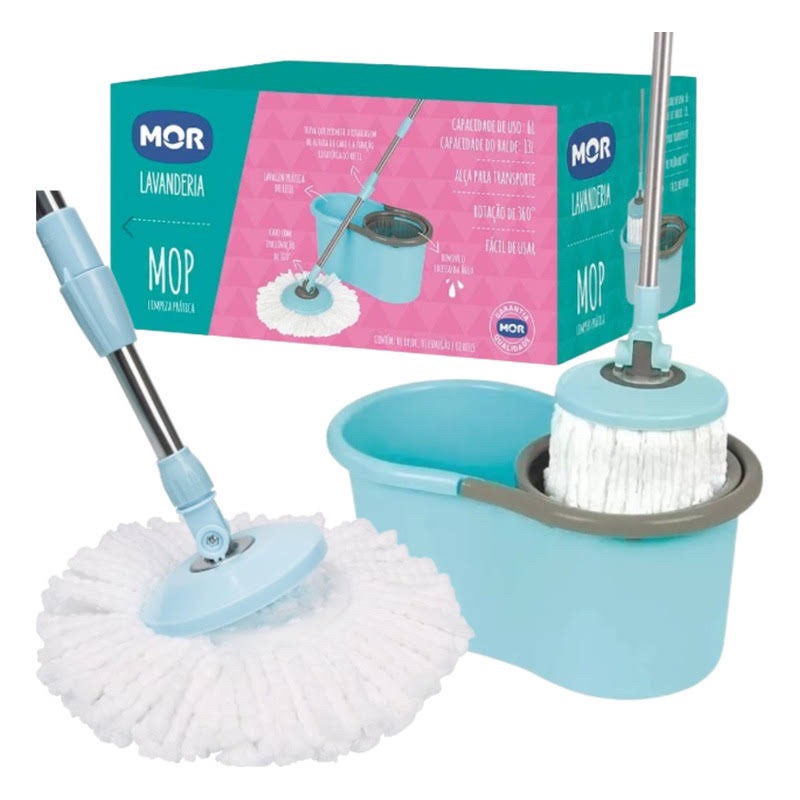 Mop Giratorio Mor Com Reservatorio de 13 litros Com Rodinha 1 Refil ...
